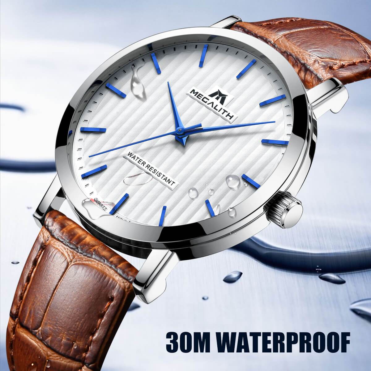 Men watches with brown leather strap&white dail – Fashion
